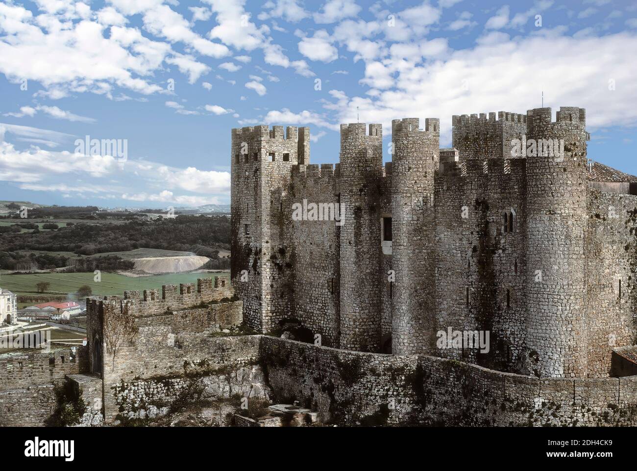 Medieval towers of castle in Leira, Portugal Stock Photo - Alamy
