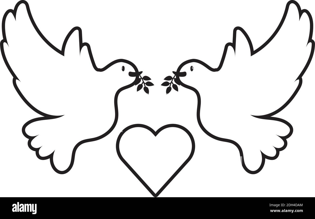 Wedding Heart Design With Doves