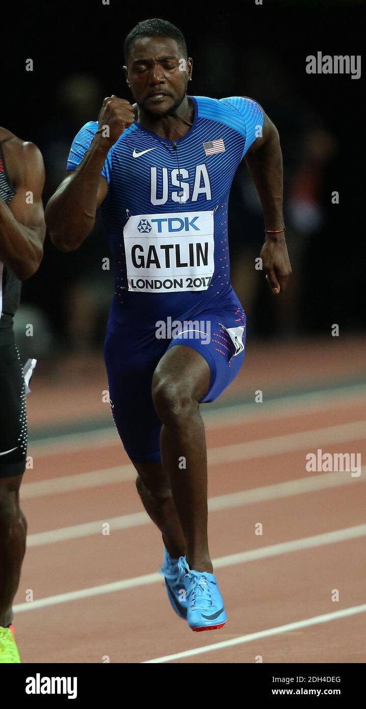 USA's Justin Gatlin in the 100m Men's heat six during day one of the ...