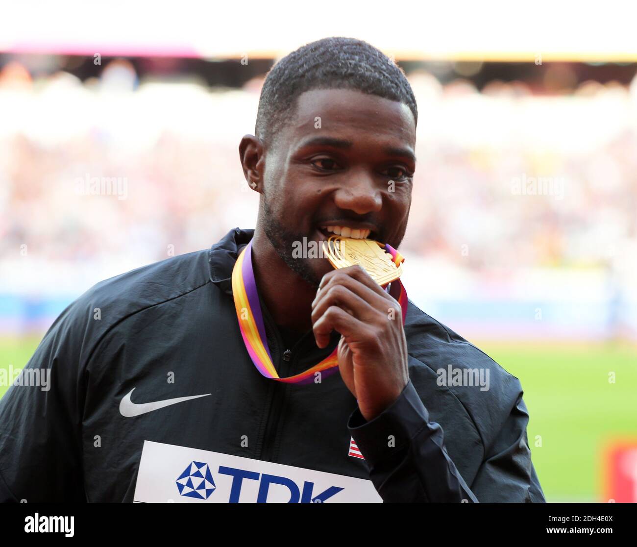 100 m justin gatlin hi-res stock photography and images - Alamy
