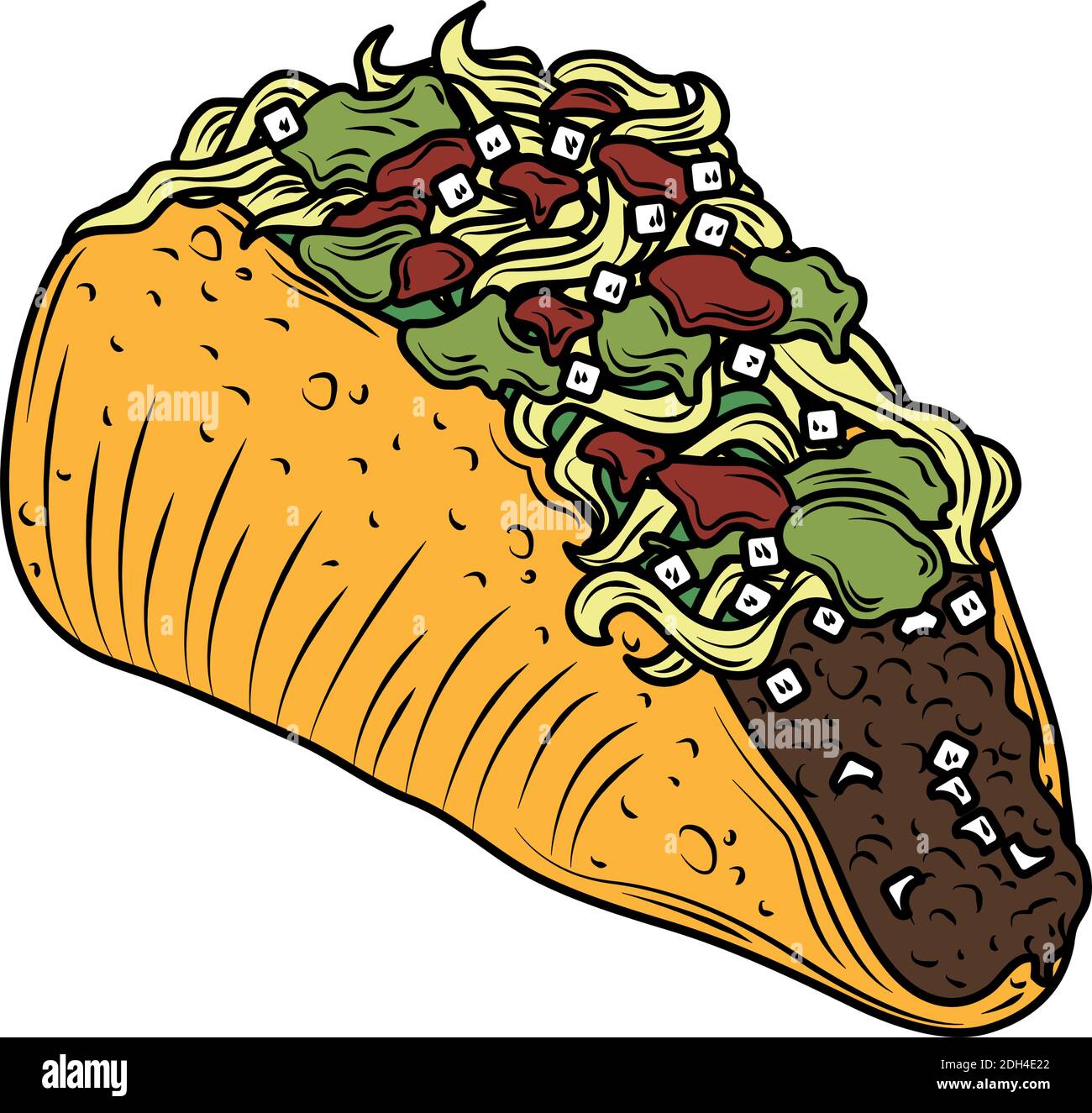 mexican food taco traditional vintage engraved color vector ...
