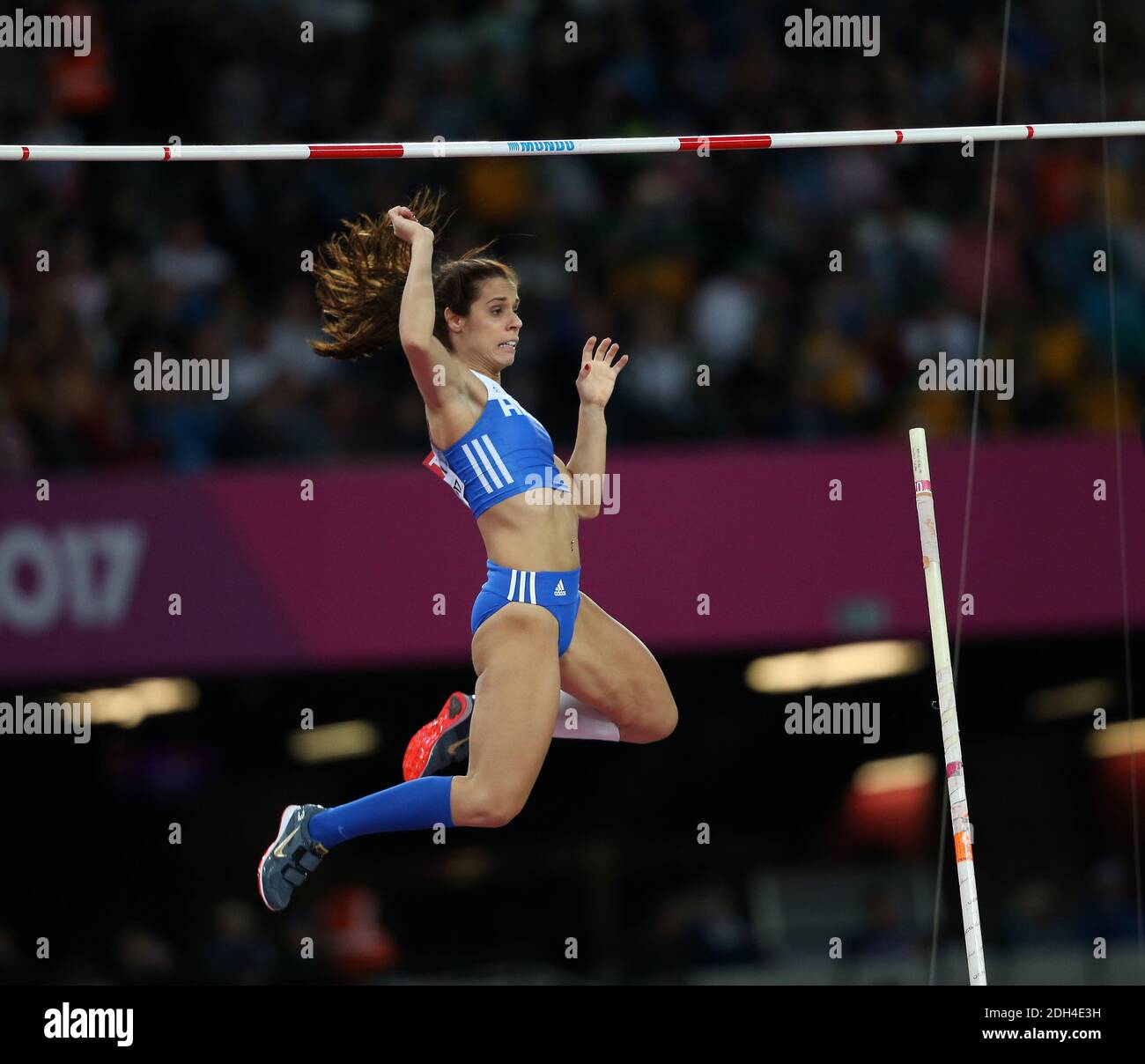 Ekaterini Stefanidi of Greece competes in the women's pole vault final ...