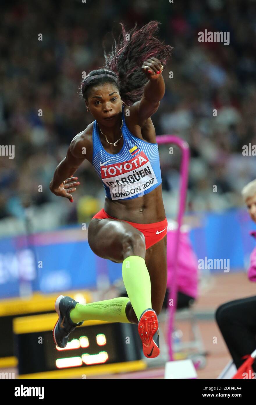 Caterine Ibarguen of Colombia in the triple jump during the day three ...