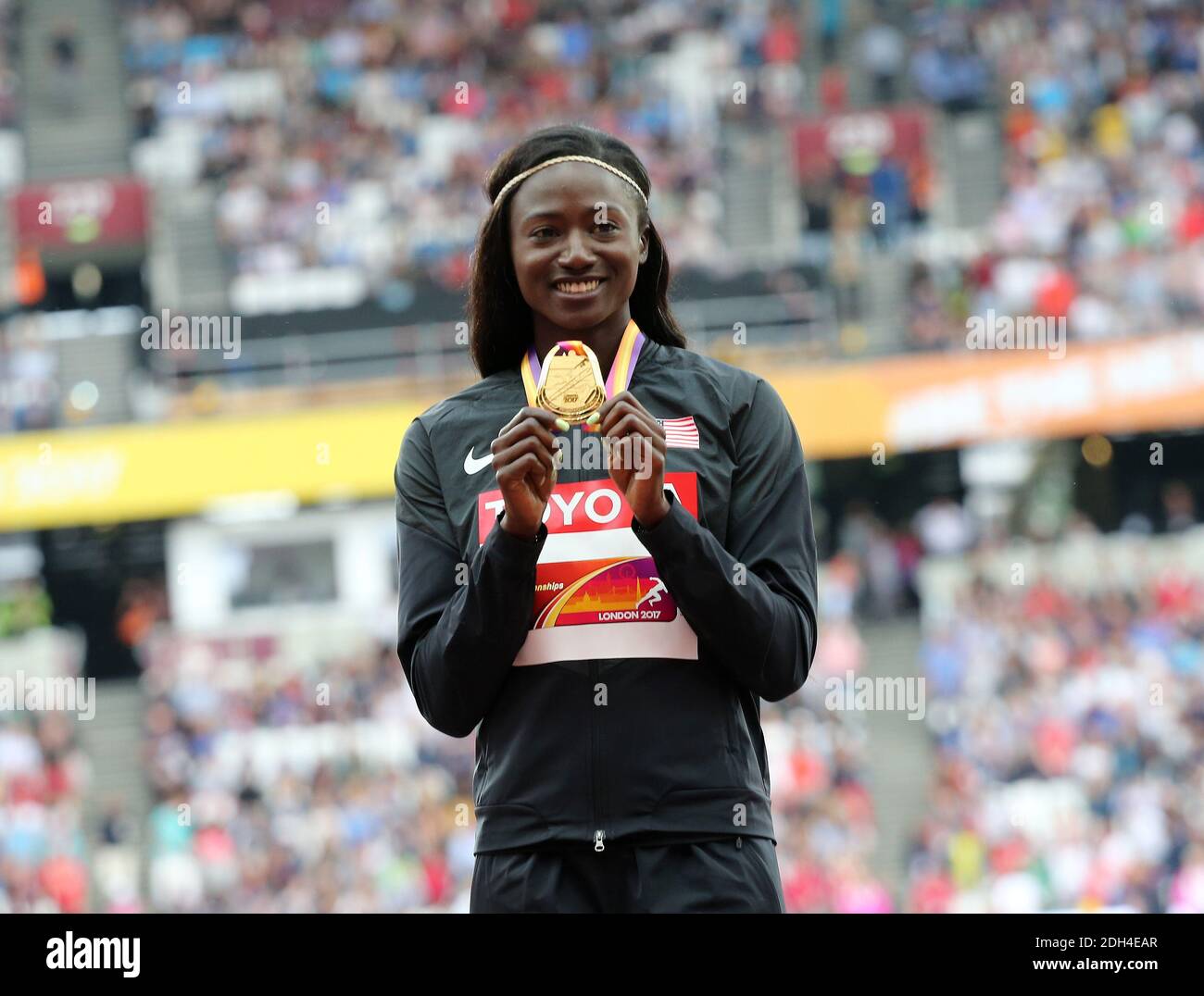 Tori Bowie of the USA winner of the 100 m during the day three of IAAF ...