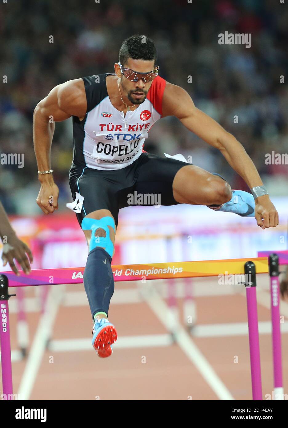 Yasmani Copello of Turkey in the 400 hurdles during the day three of ...