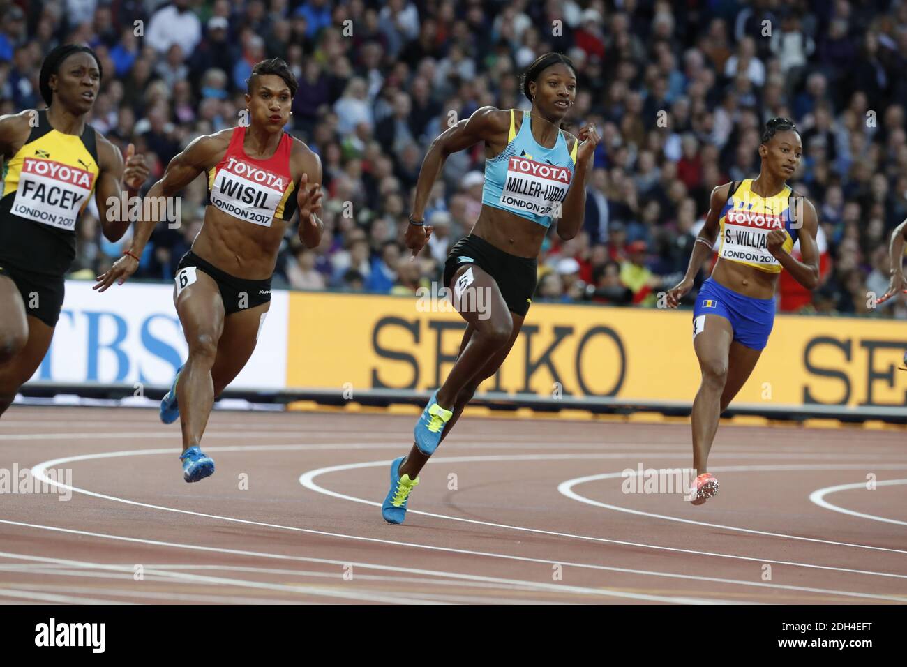Bahamas's Shaunae Miller-Uibo in the first round of the 200 meters ...