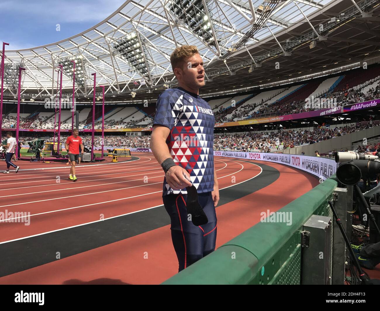 France's Kevin Mayer in the shot put event of the men decathlon during ...