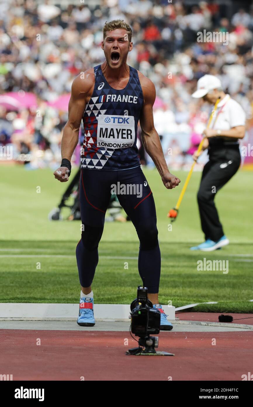 France's Kevin Mayer in the shot put event of the men decathlon during ...
