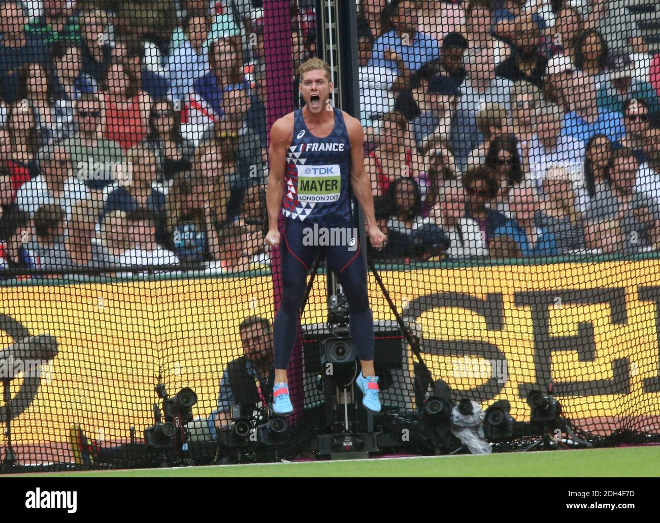 Kevin Mayer of France in the Decathlon discus throw during day nine of ...