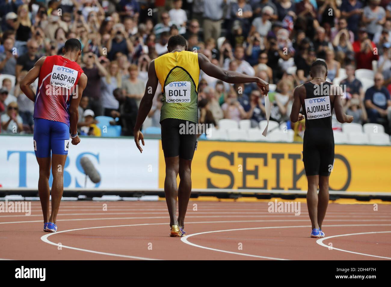 Jamaica's Usain Bolt in the first round of the 4X100 meters relay men ...