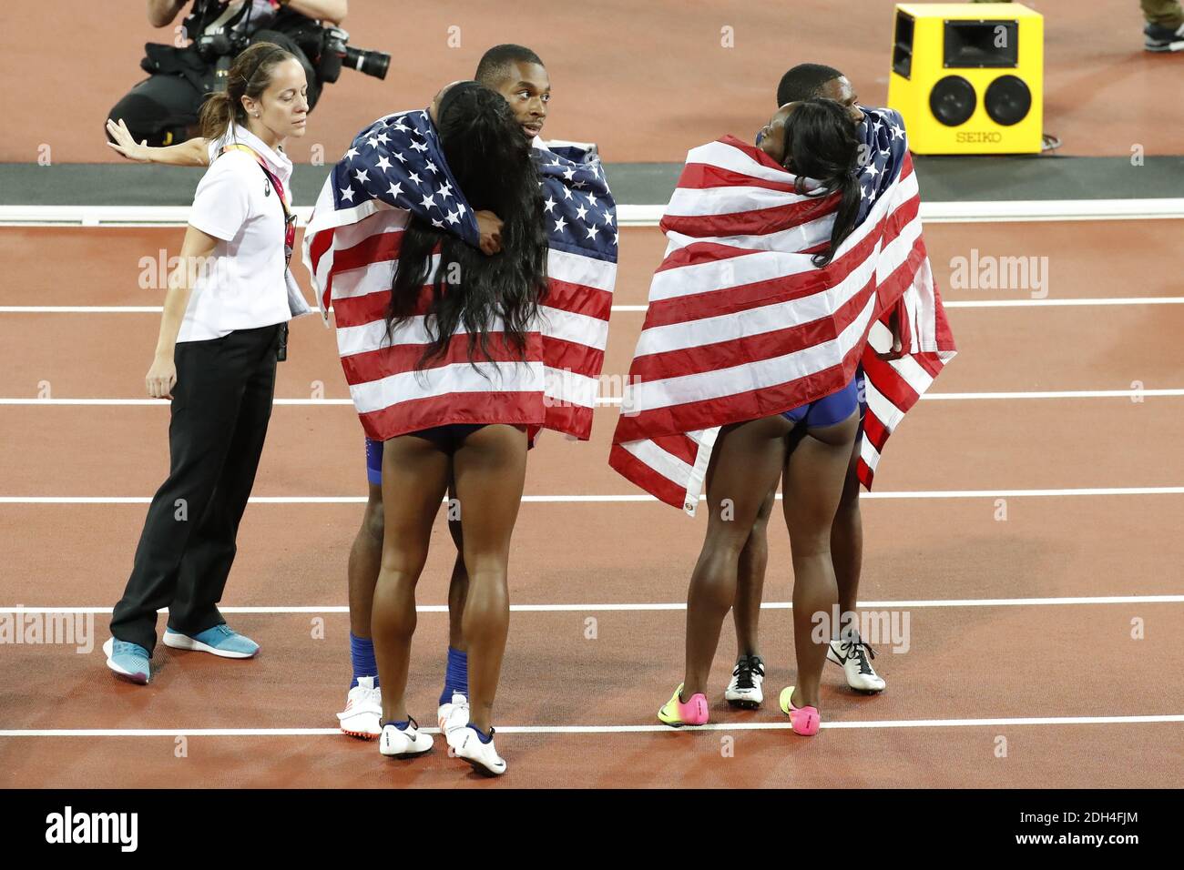 USA's women relay for the 4X100 meters wins the gold medal during the ...