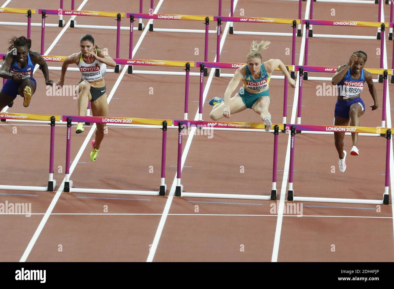Australia's Sally Pearson wins the 100 meters hurdles women during the ...