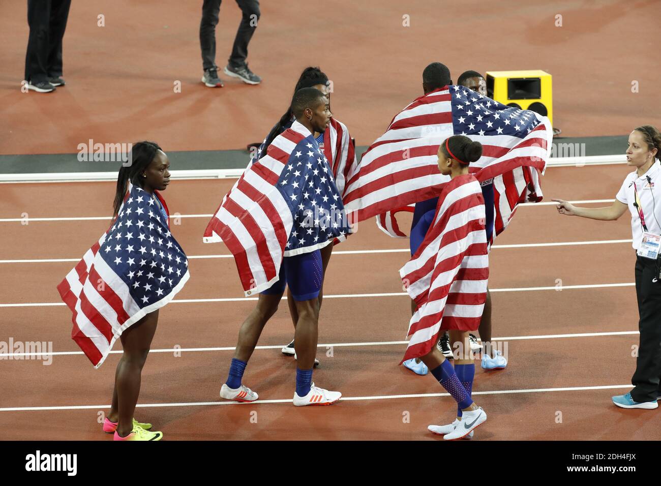 USA's women relay for the 4X100 meters wins the gold medal during the ...