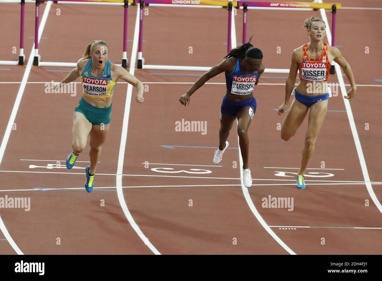 Australia's Sally Pearson wins the 100 meters hurdles women during the ...