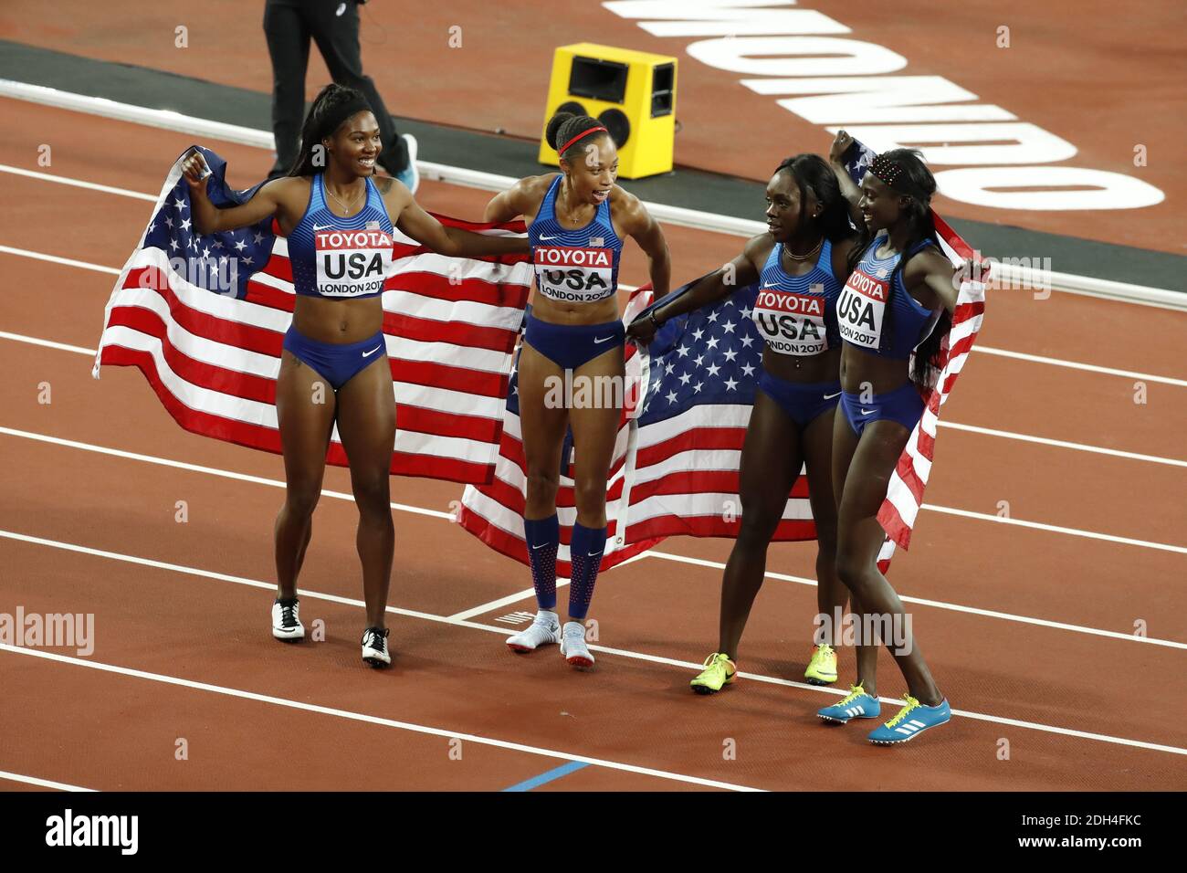 USA's women relay for the 4X100 meters wins the gold medal during the ...