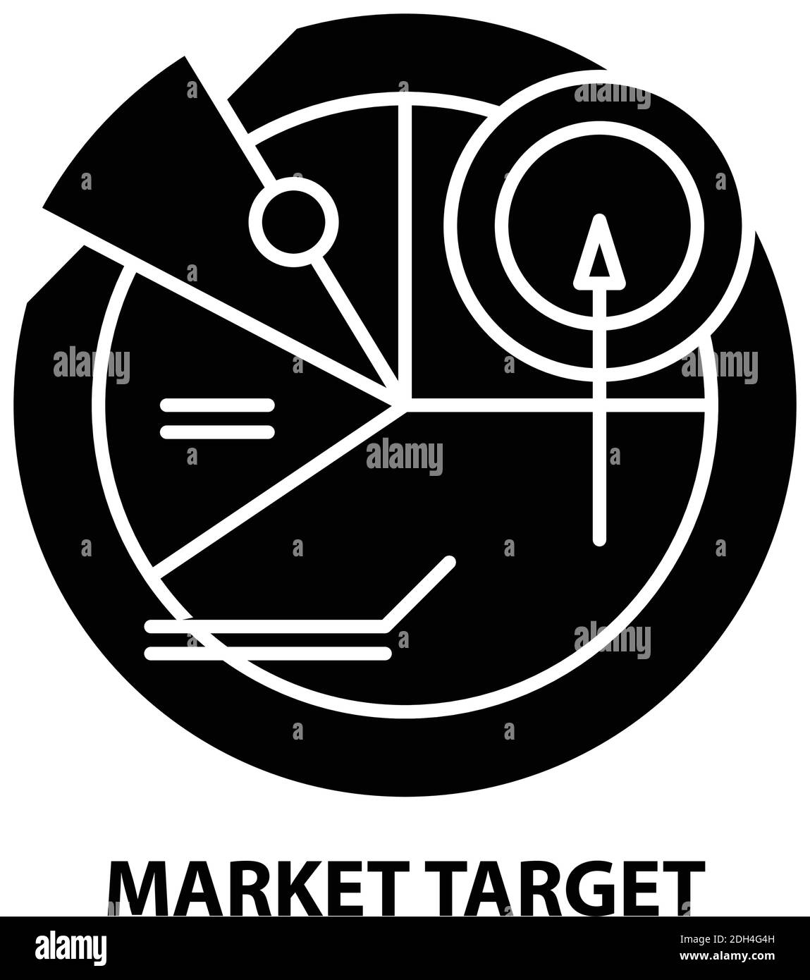 market target icon, black vector sign with editable strokes, concept ...