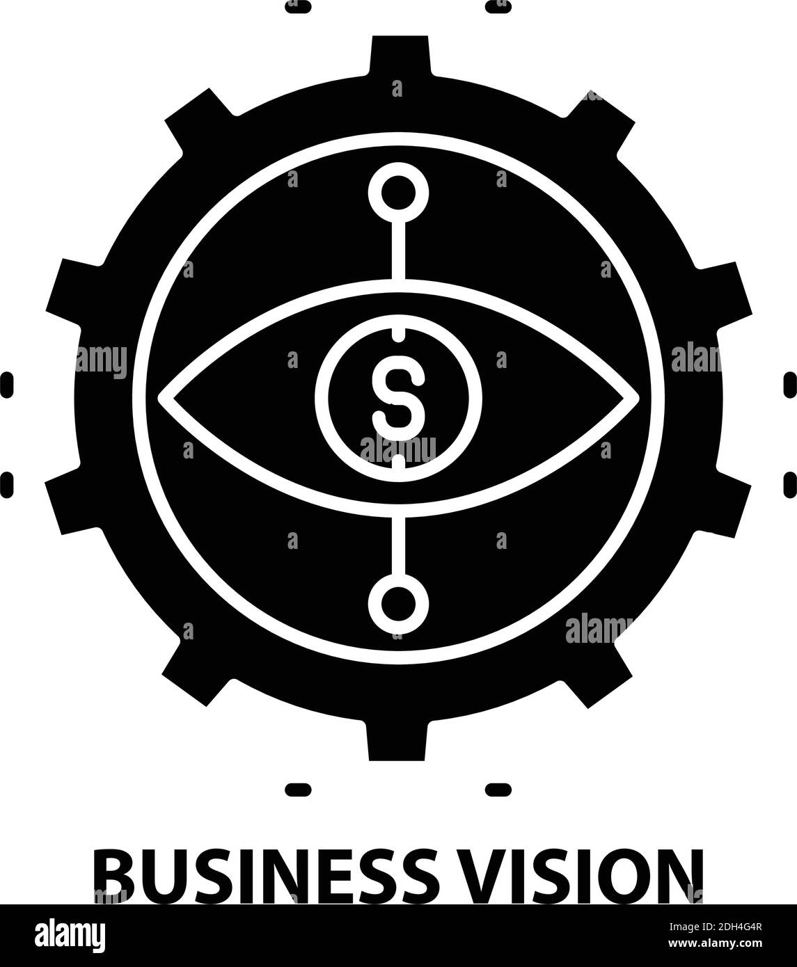 business vision icon, black vector sign with editable strokes, concept ...