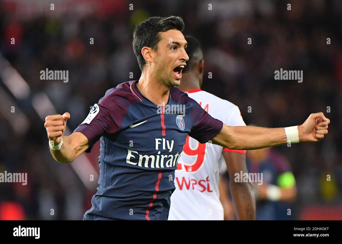 PSG's Javier Pastore celebrates after scoring during French Ligue 1 ...