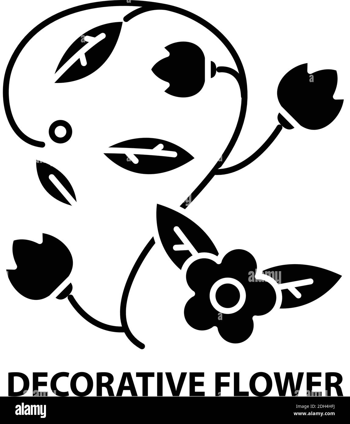 decorative flower icon, black vector sign with editable strokes ...