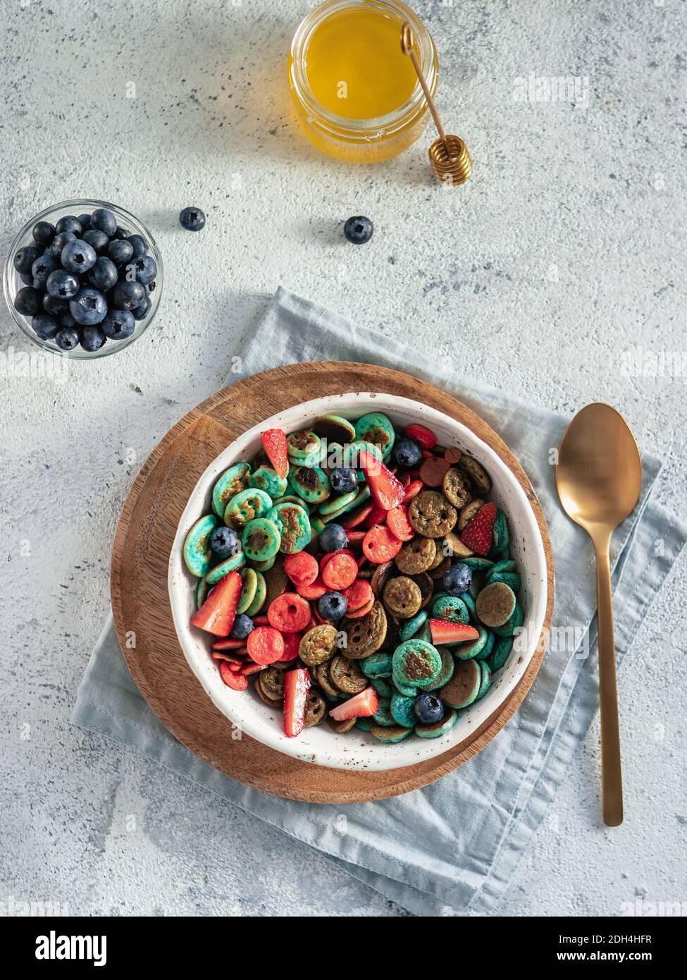 Multi-colored pancake cereal Stock Photo - Alamy