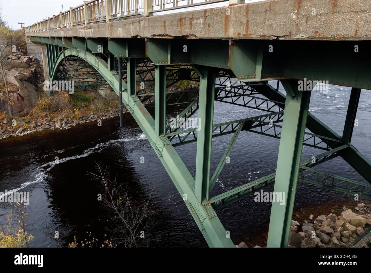 The Trans-Canada Highway passes over a bridge above the Sturgeon River ...