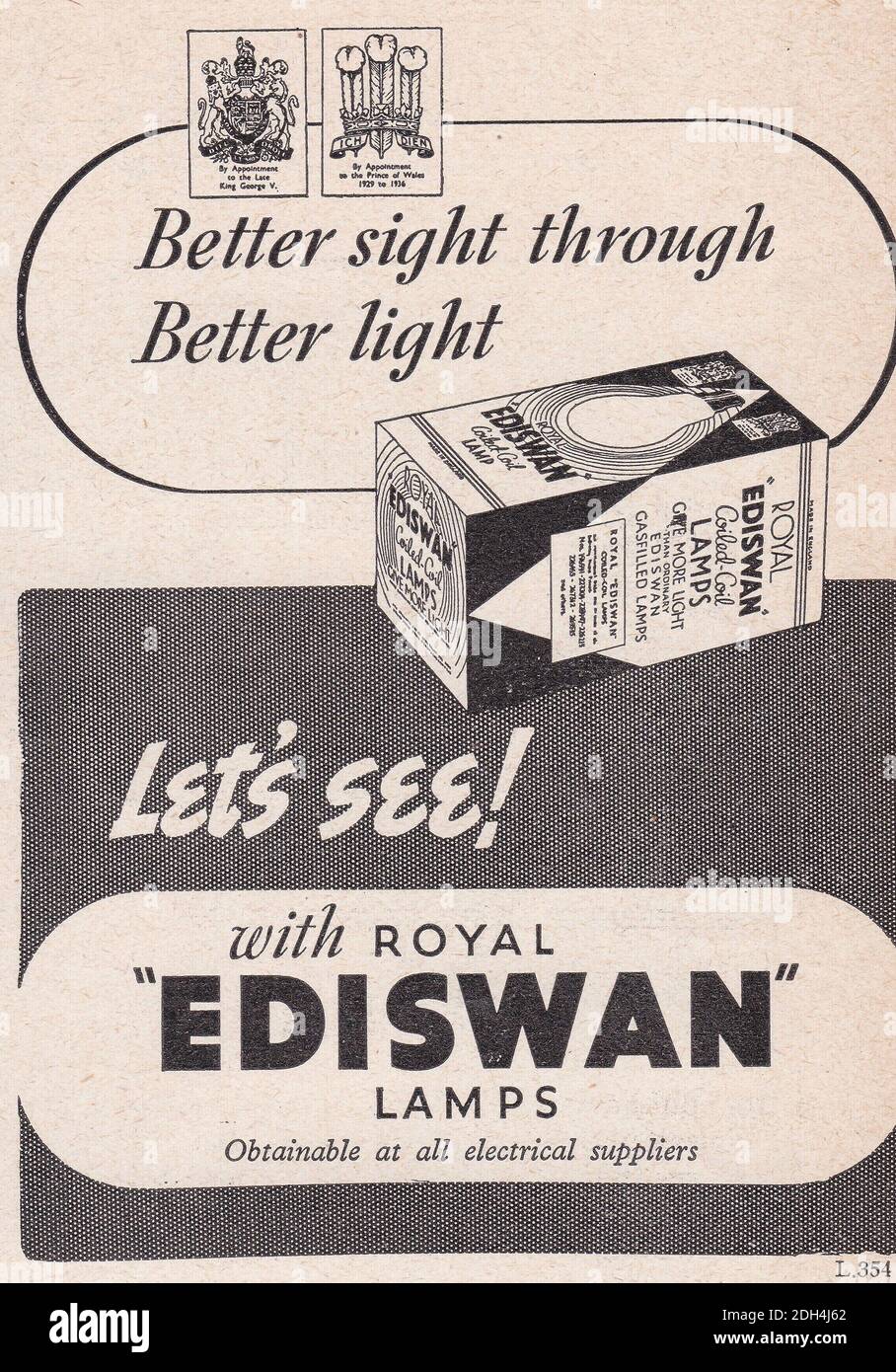 Vintage 1930s advert for Royal 'Edsiwan' Lamps Stock Photo - Alamy