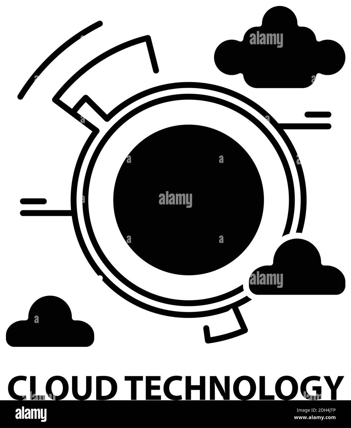 cloud technology icon, black vector sign with editable strokes, concept ...