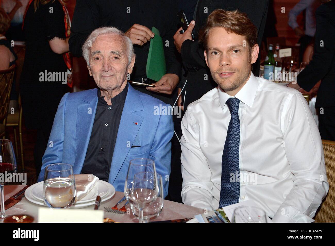 Exclusive - Charles Aznavour and son Nicolas Aznavour during a private ...