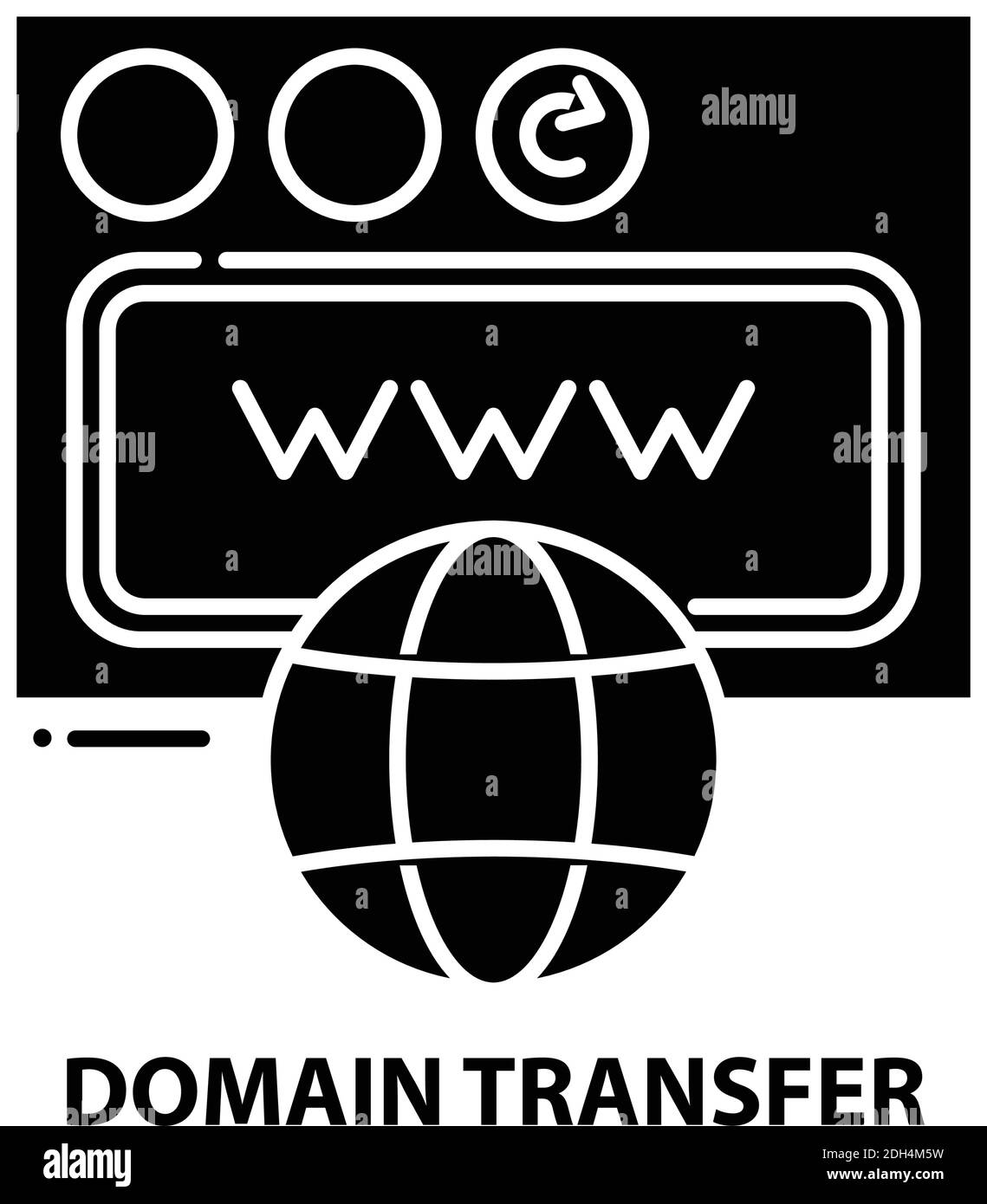 domain transfer icon, black vector sign with editable strokes, concept ...