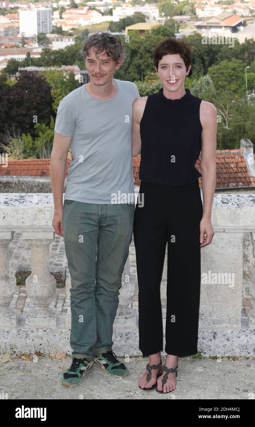 Swann Arlaud and Sara Giraudeau seen at the Petit Paysan photocall as ...