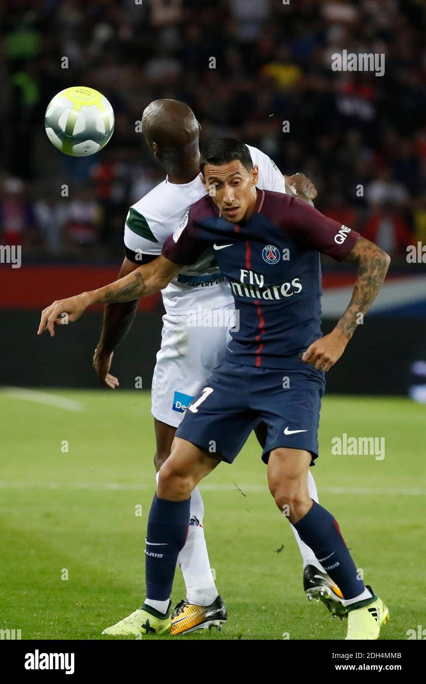 PSG's Angel Di Maria battling Saint-Etienne's Bryan Dabo during the ...