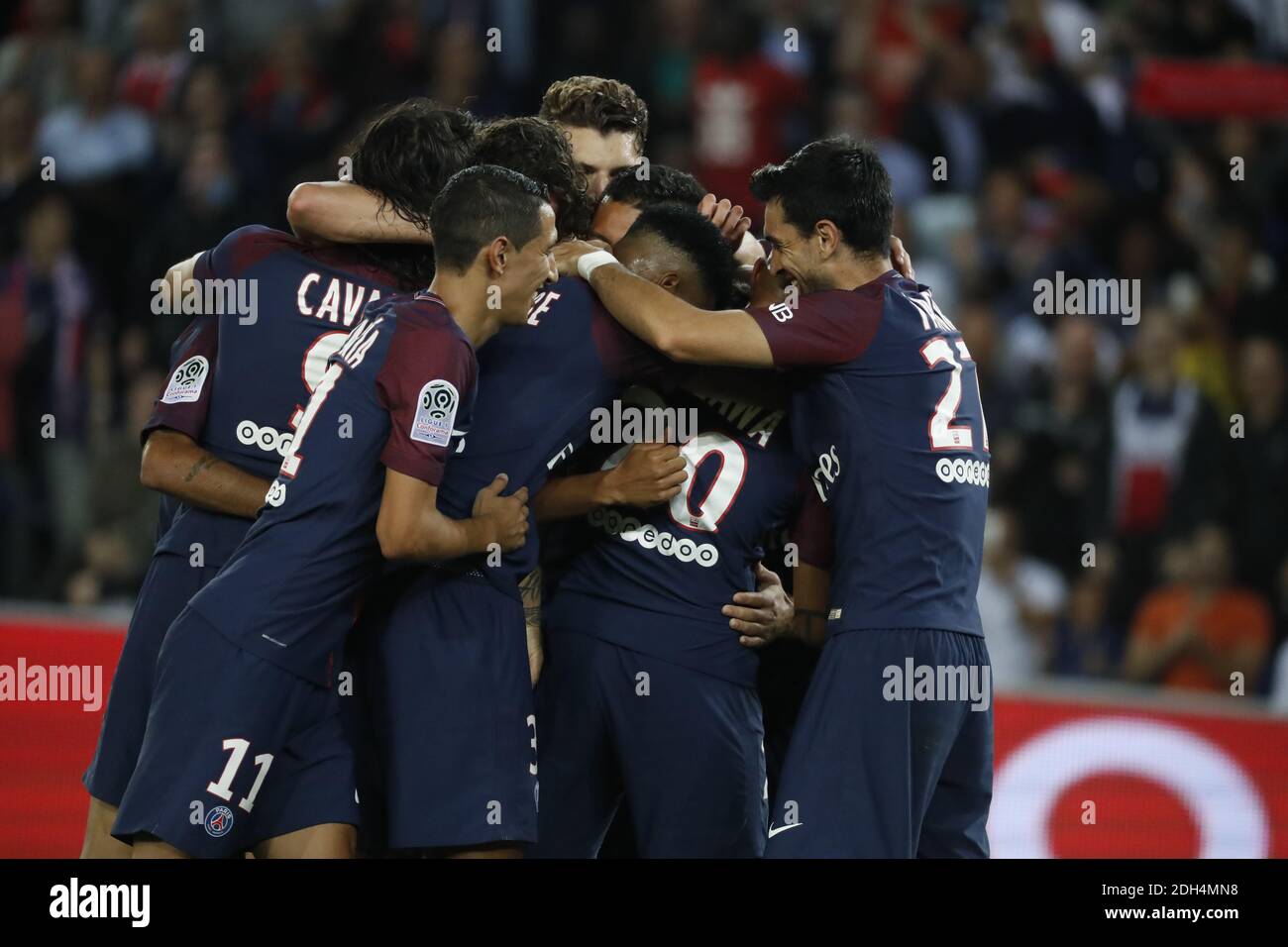 PSG's joy after Thiago Motta scored the 2-0 goal during the French ...