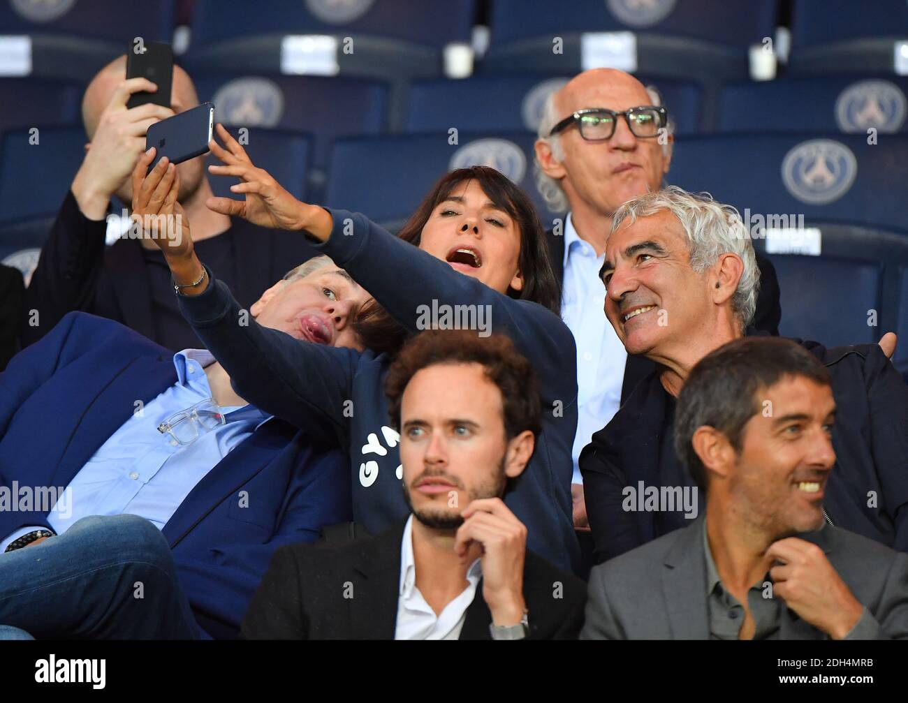 Pierre Menez, Estelle Denis and Raymond Domenech during French First ...