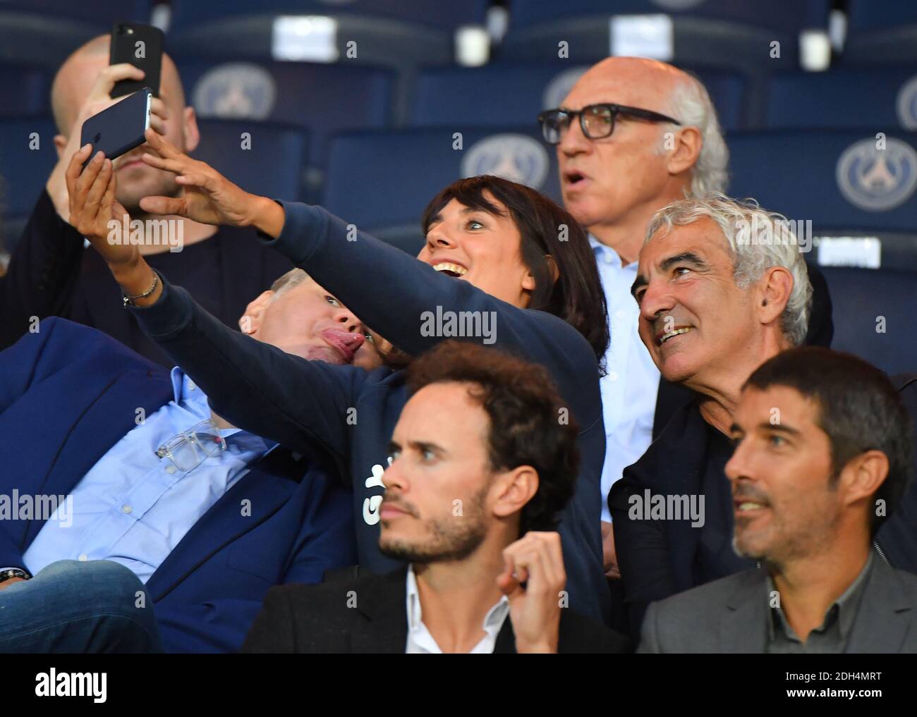 Pierre Menez, Estelle Denis and Raymond Domenech during French First ...