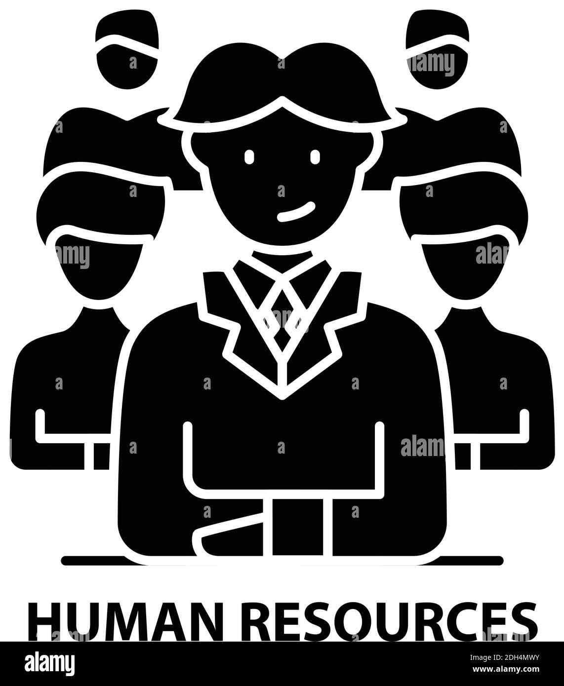 human resources icon, black vector sign with editable strokes, concept ...