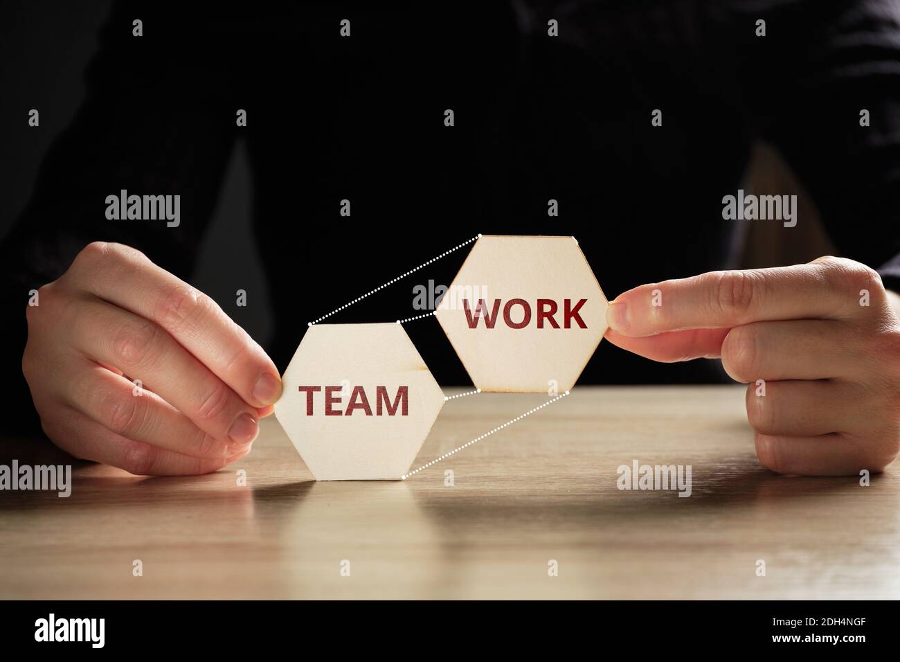 The concept of organizing teamwork in business on abstract blocks Stock ...