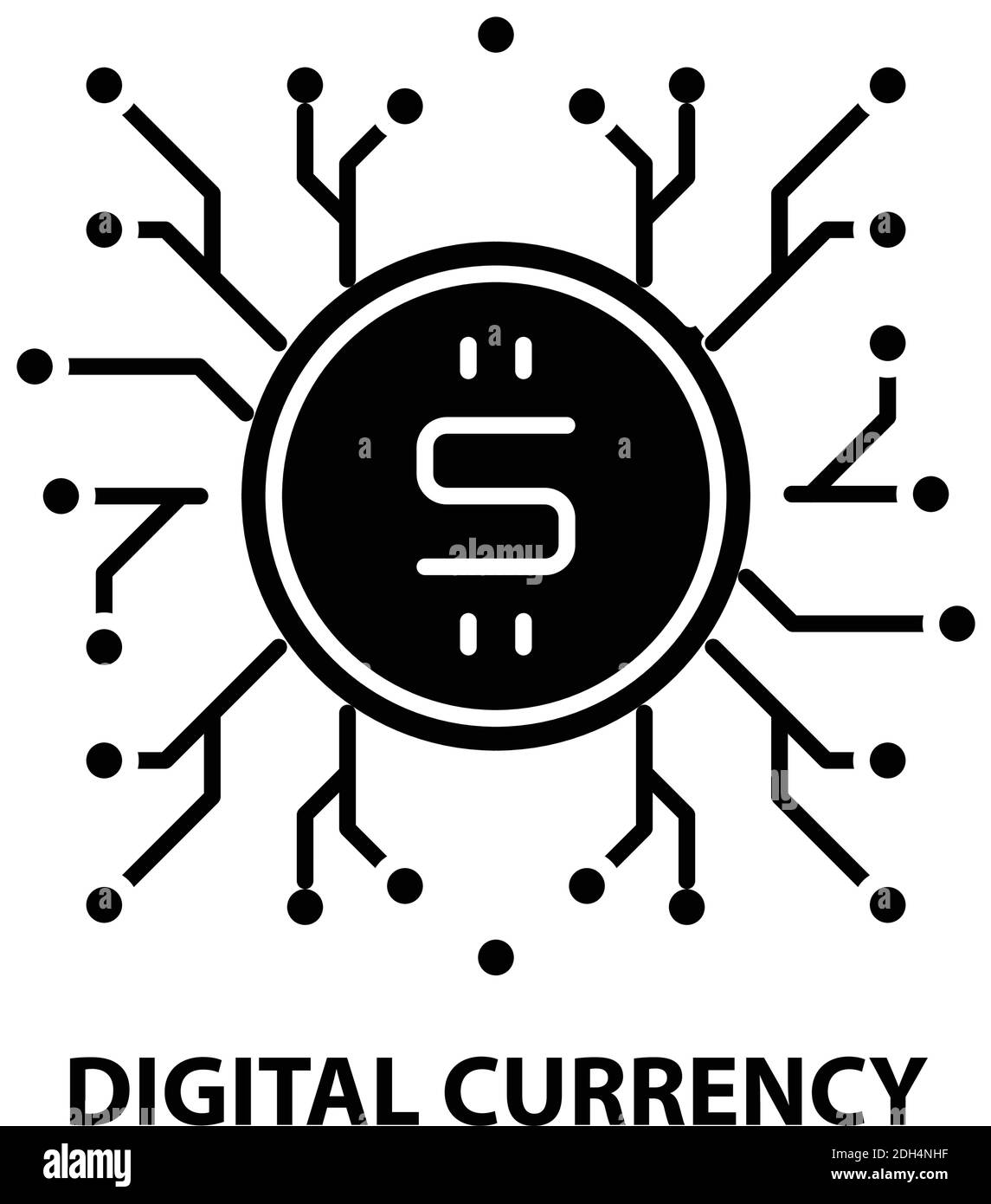 digital currency icon, black vector sign with editable strokes, concept ...