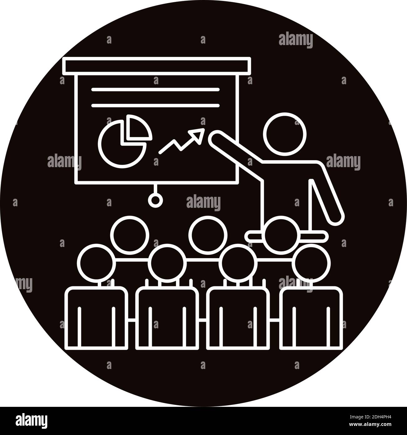 group of workers training with paperboard and statistics coworking line ...