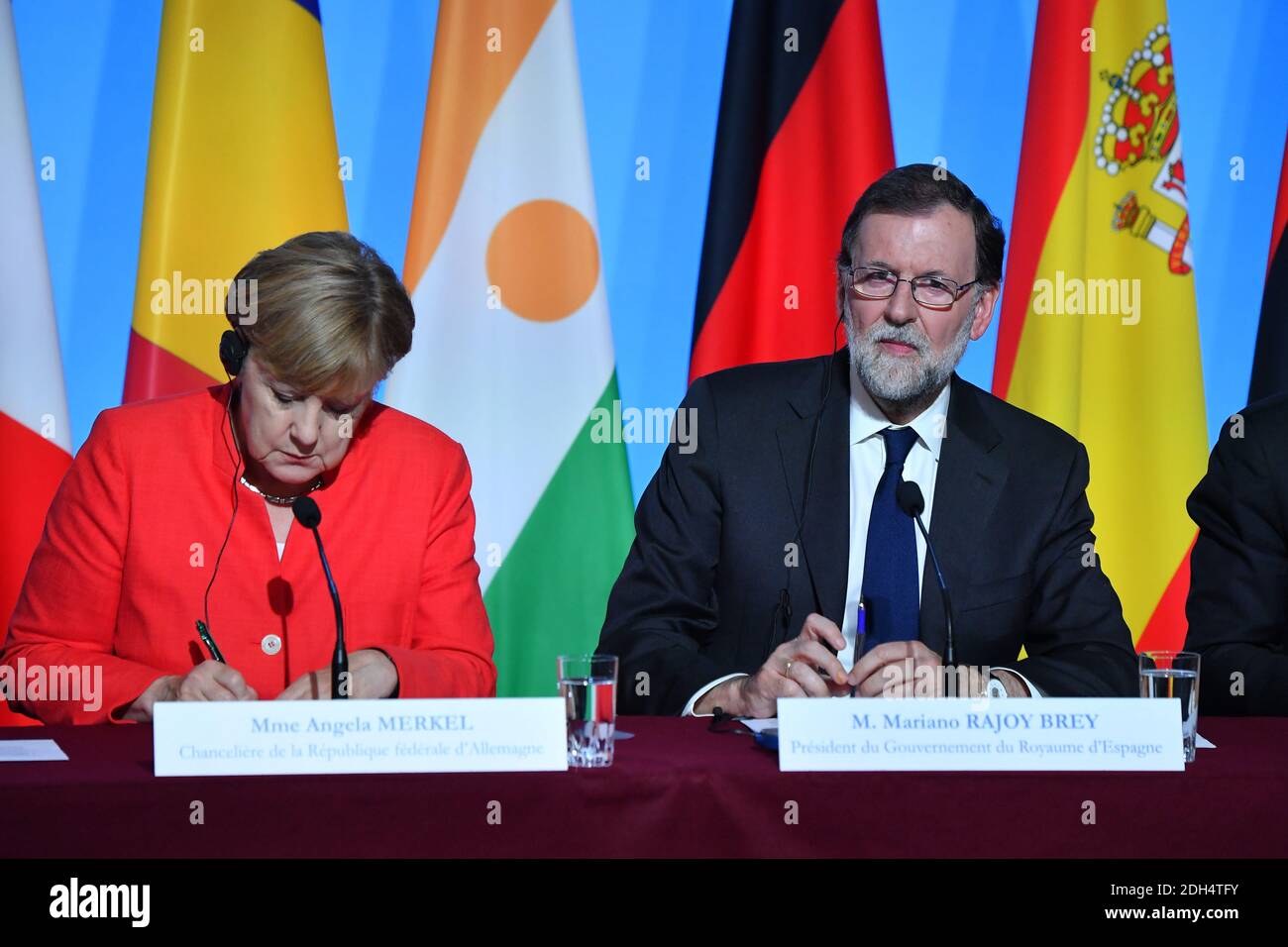 German Chancellor Angela Merkel and Spanish Prime Minister Mariano ...