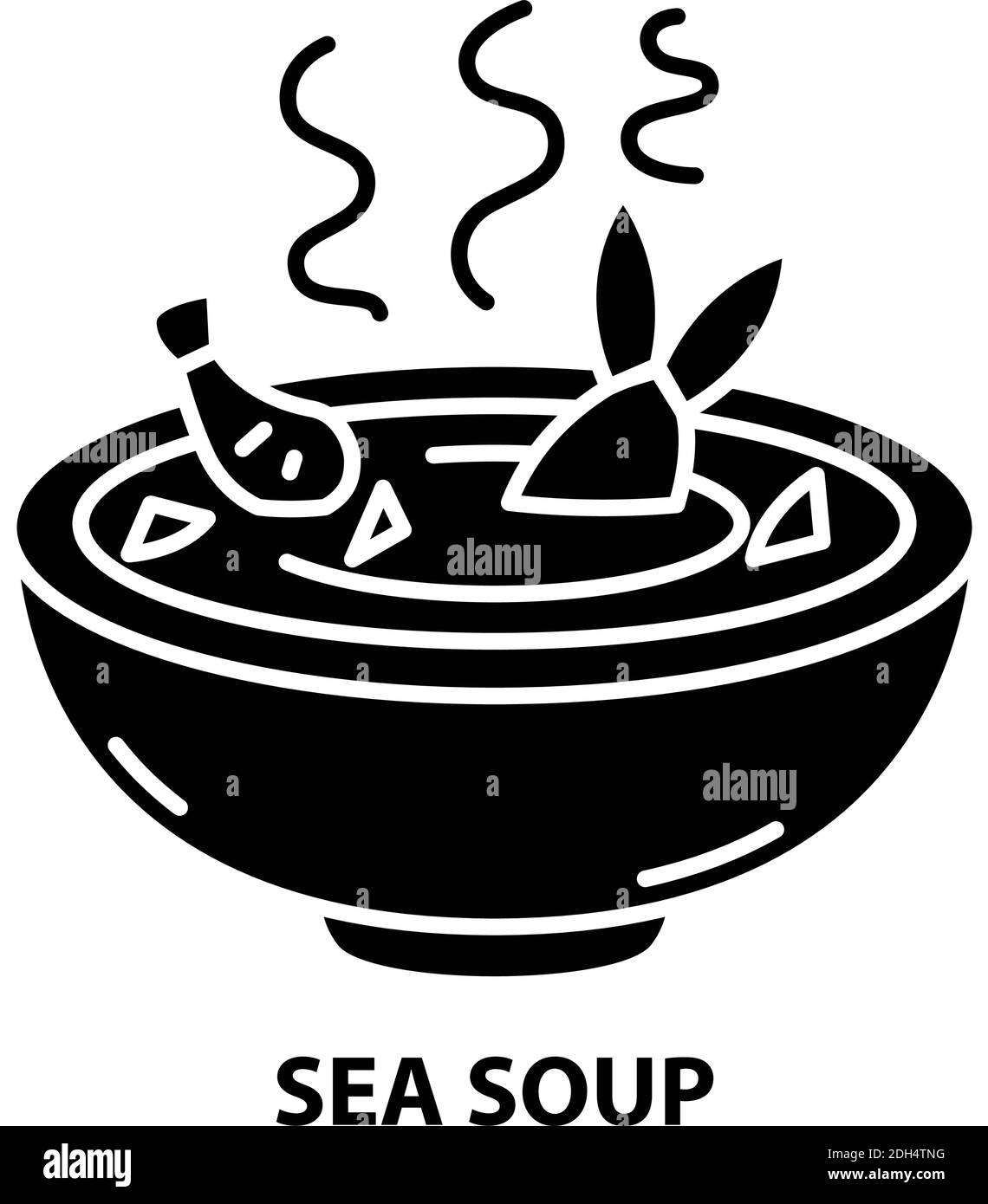 sea soup icon, black vector sign with editable strokes, concept ...
