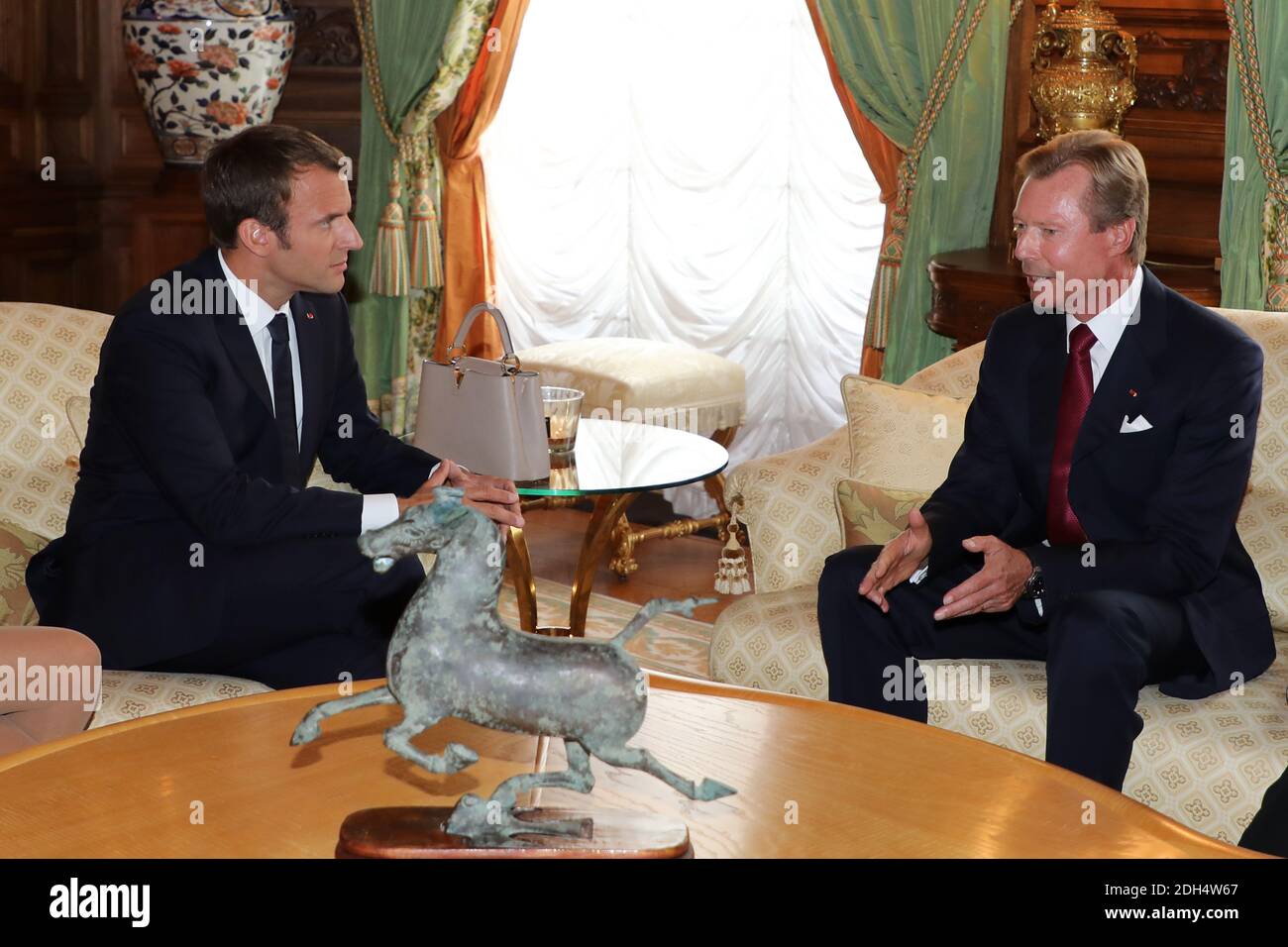 French President Emmanuel Macron meets with Grand Duke of Luxembourg ...