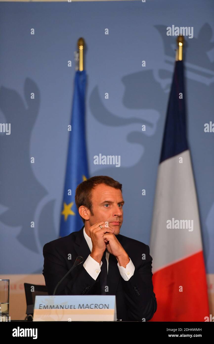French President Emmanuel Macron along with Luxembourg Prime Minister ...