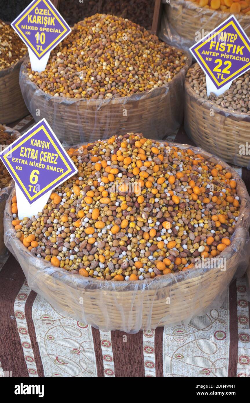 coloured mix of dried fruit in Grand Bazaar, Istanbul, Turkey Stock ...