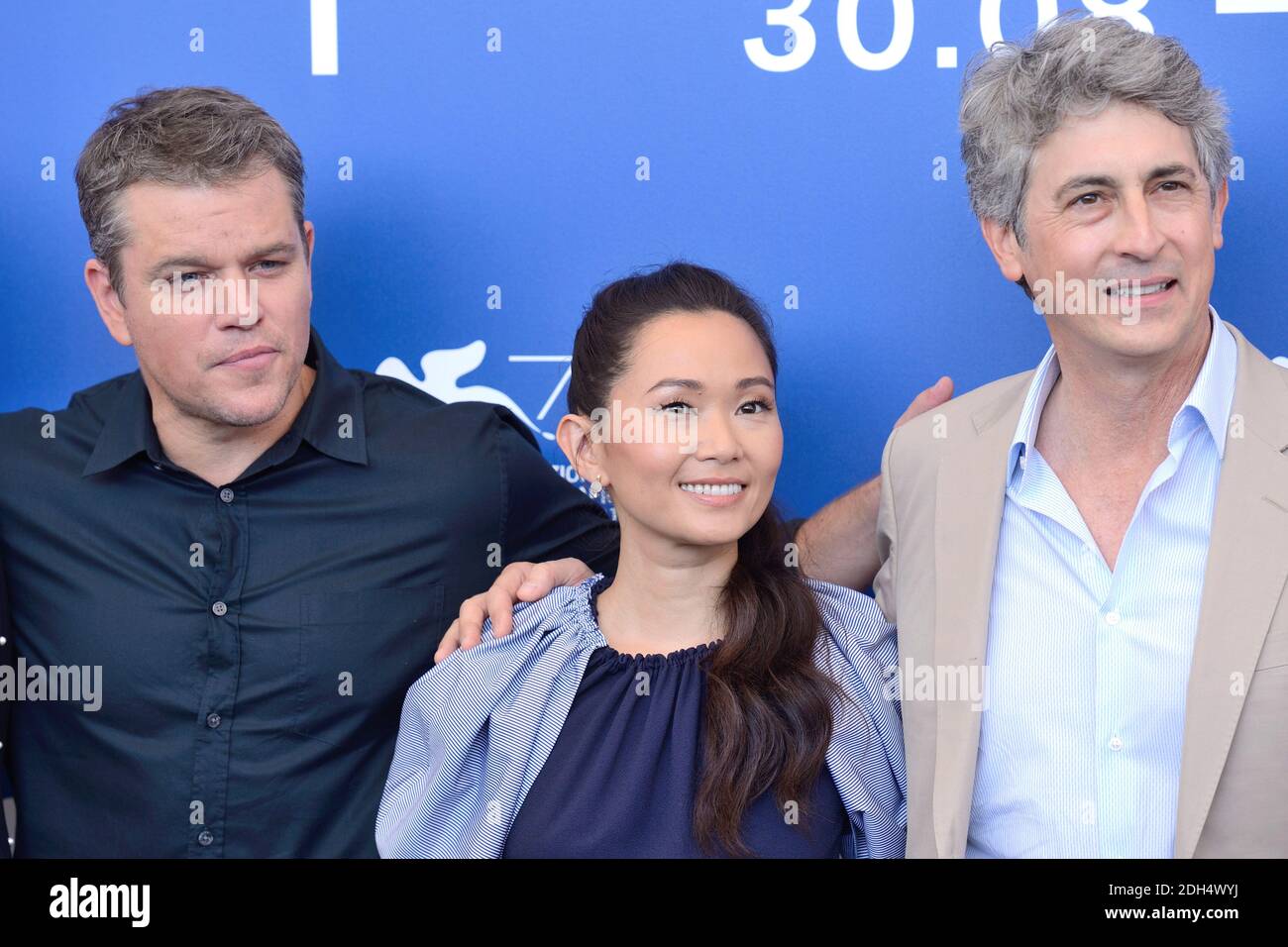 Matt Damon, Hong Chau and Alexander Payne attending the Downsizing ...