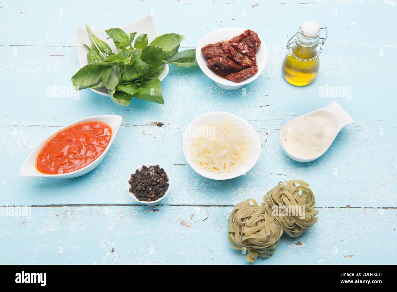 ingredients needed to cook good Italian style pasta Stock Photo - Alamy