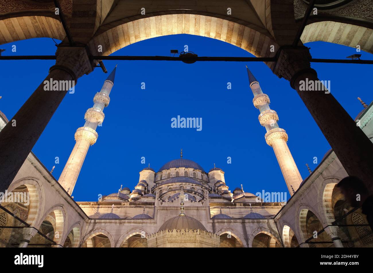 below view of Yeni Mosque from the porch, Istanbul - Turkey Stock Photo ...