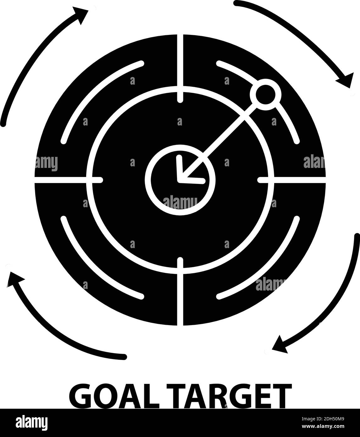 goal target icon, black vector sign with editable strokes, concept ...