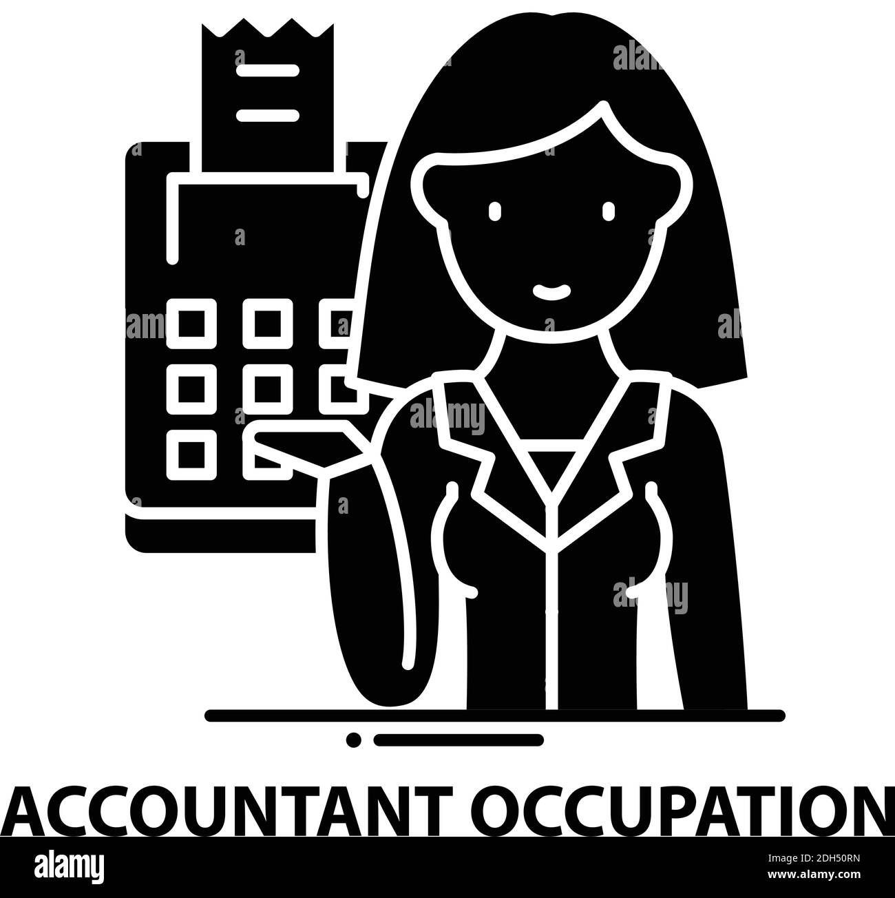 accountant occupation icon, black vector sign with editable strokes ...