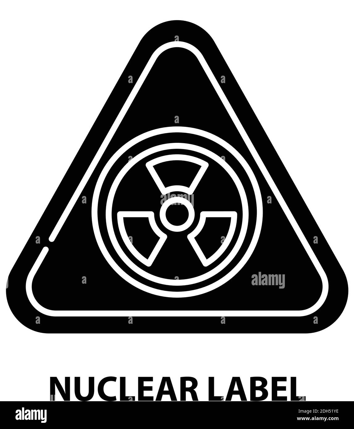 nuclear label icon, black vector sign with editable strokes, concept ...