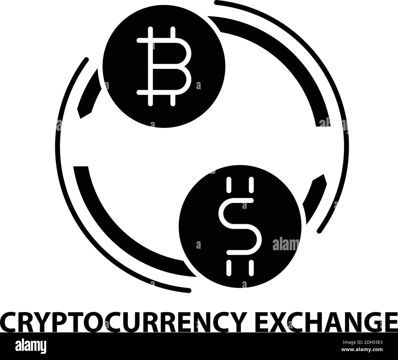 cryptocurrency exchange icon, black vector sign with editable strokes ...